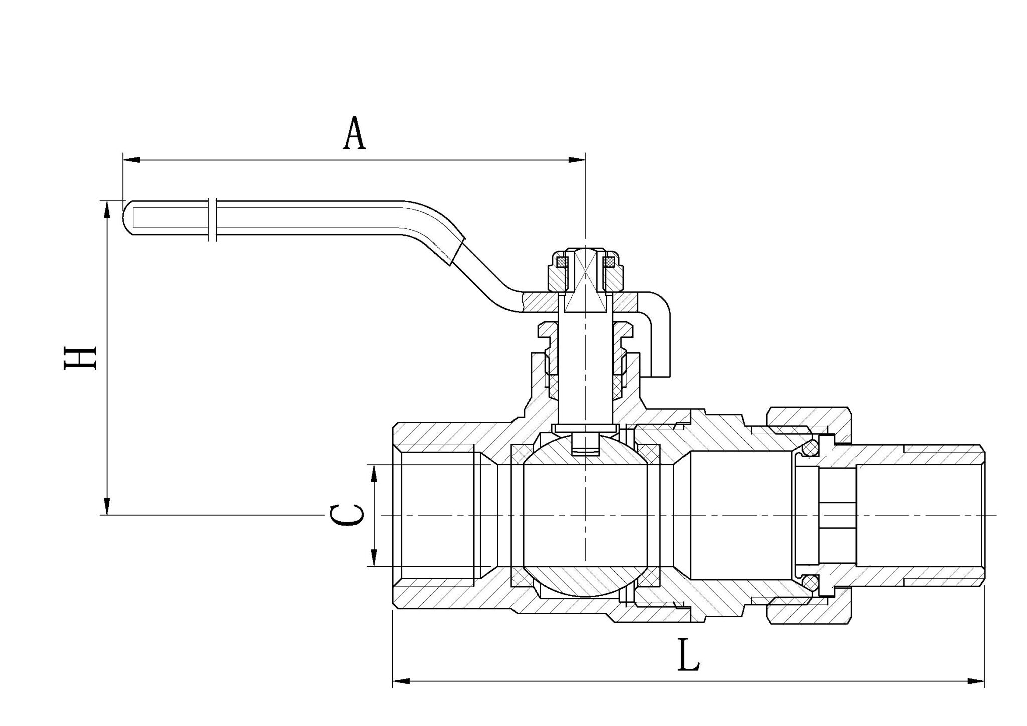 Acs Pn25 Union Ball Valve, Standard Bore,female-male – Toval Fluid Control